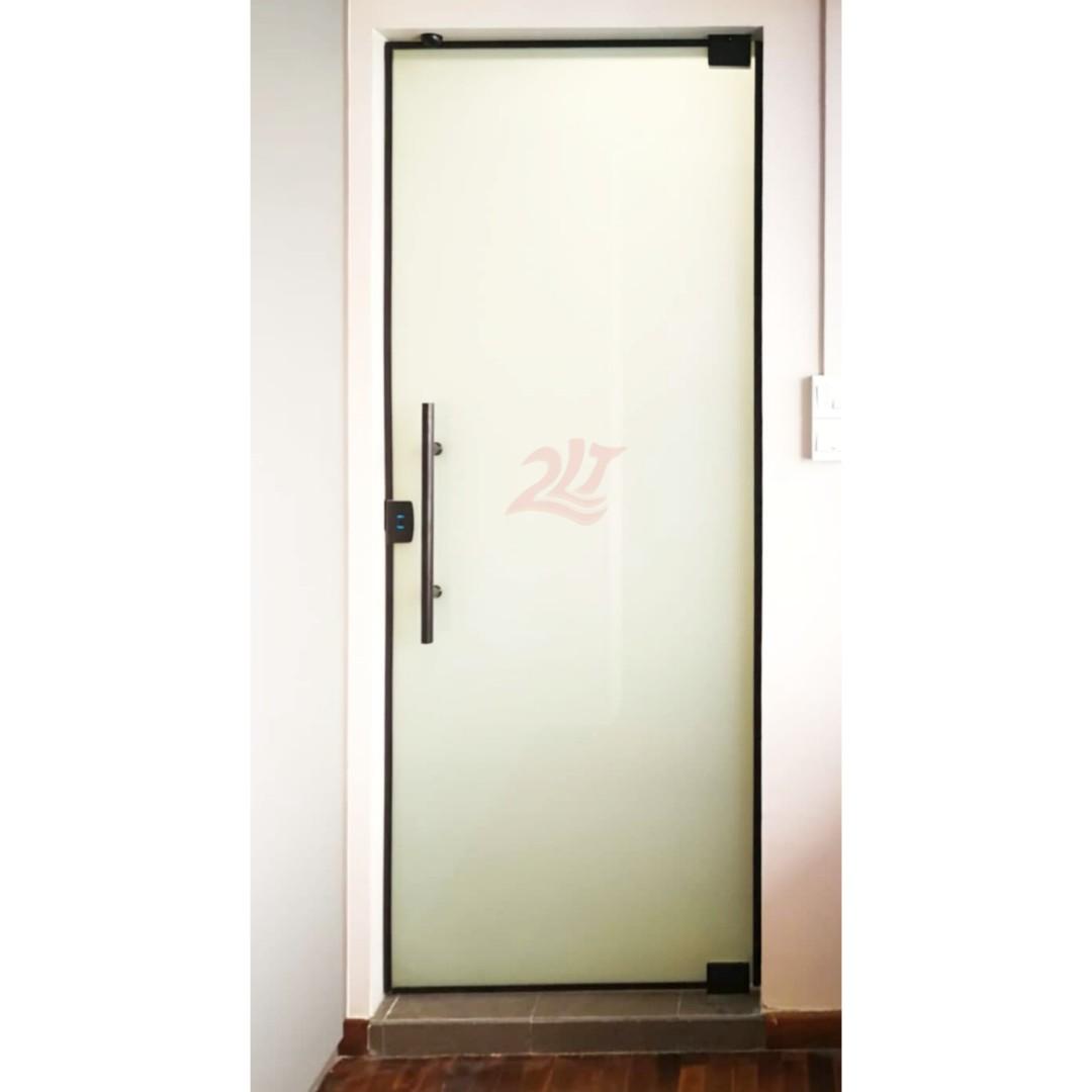 HDB Translucent Toilet Pivot Laminated Tempered Glass Door, Furniture ...