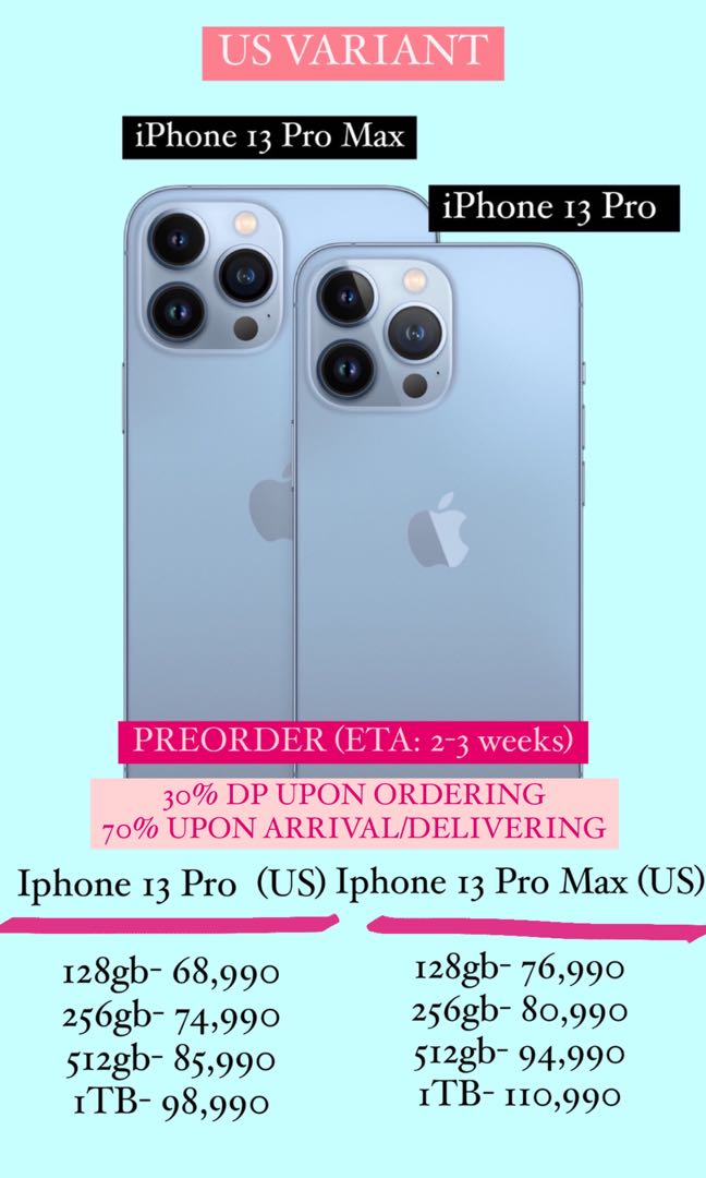 iPhone 13 Pro & iPhone 13 Pro Max (US VARIANT • PREORDER, Mobile Phones ...