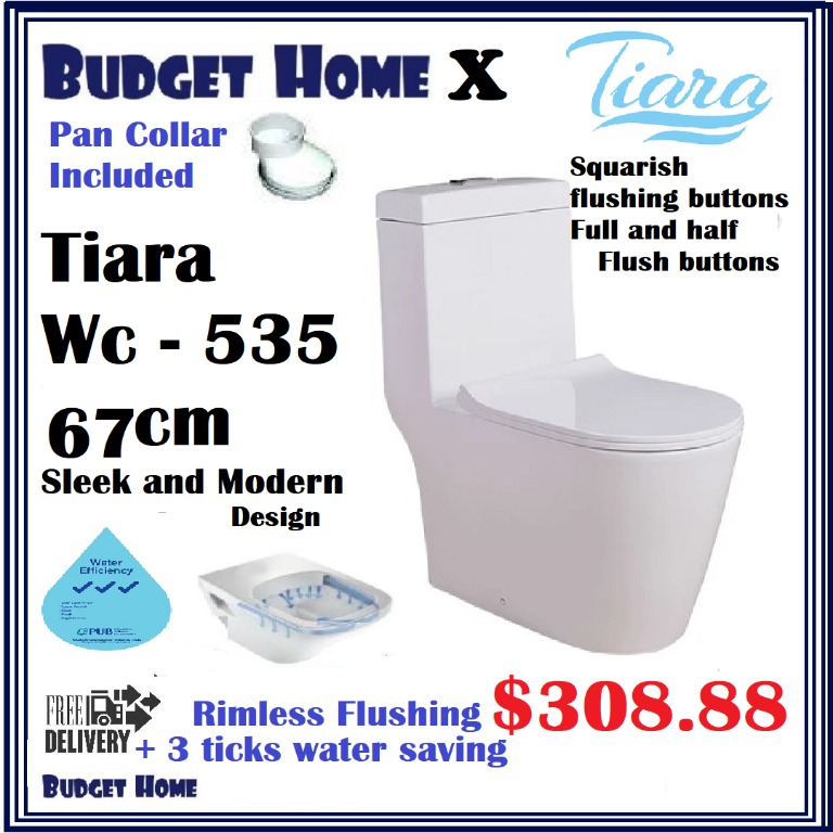 (Installation included) Toilet bowl // rimless tiara wc535, Furniture ...