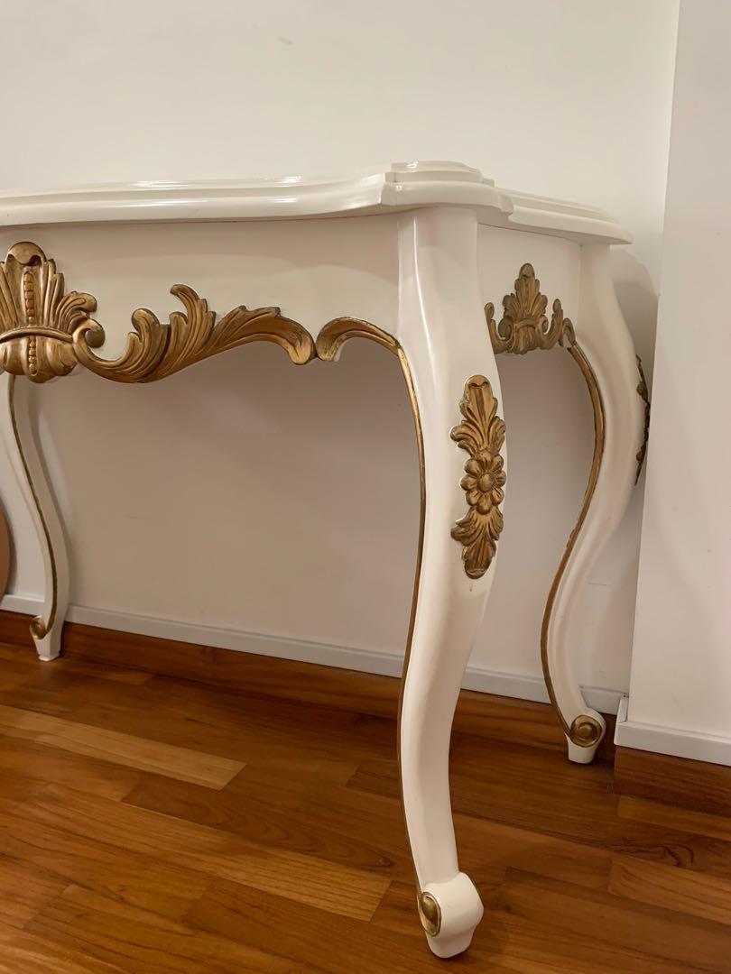 Victorian white study desk and Victorian chair with armrest set ...