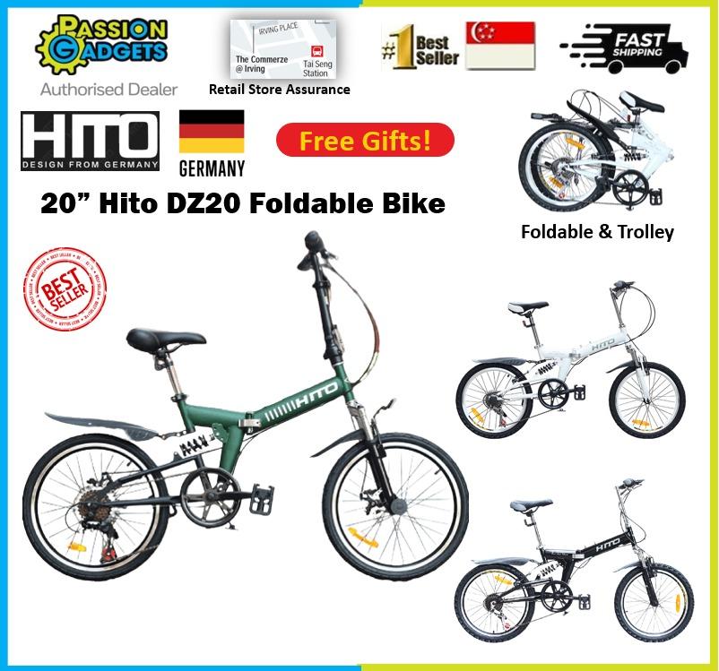 ReadyStock! 20inch Hito DZ20 Foldable Bike 7 Speed with Suspension Shock Absorber Disc Brake ...