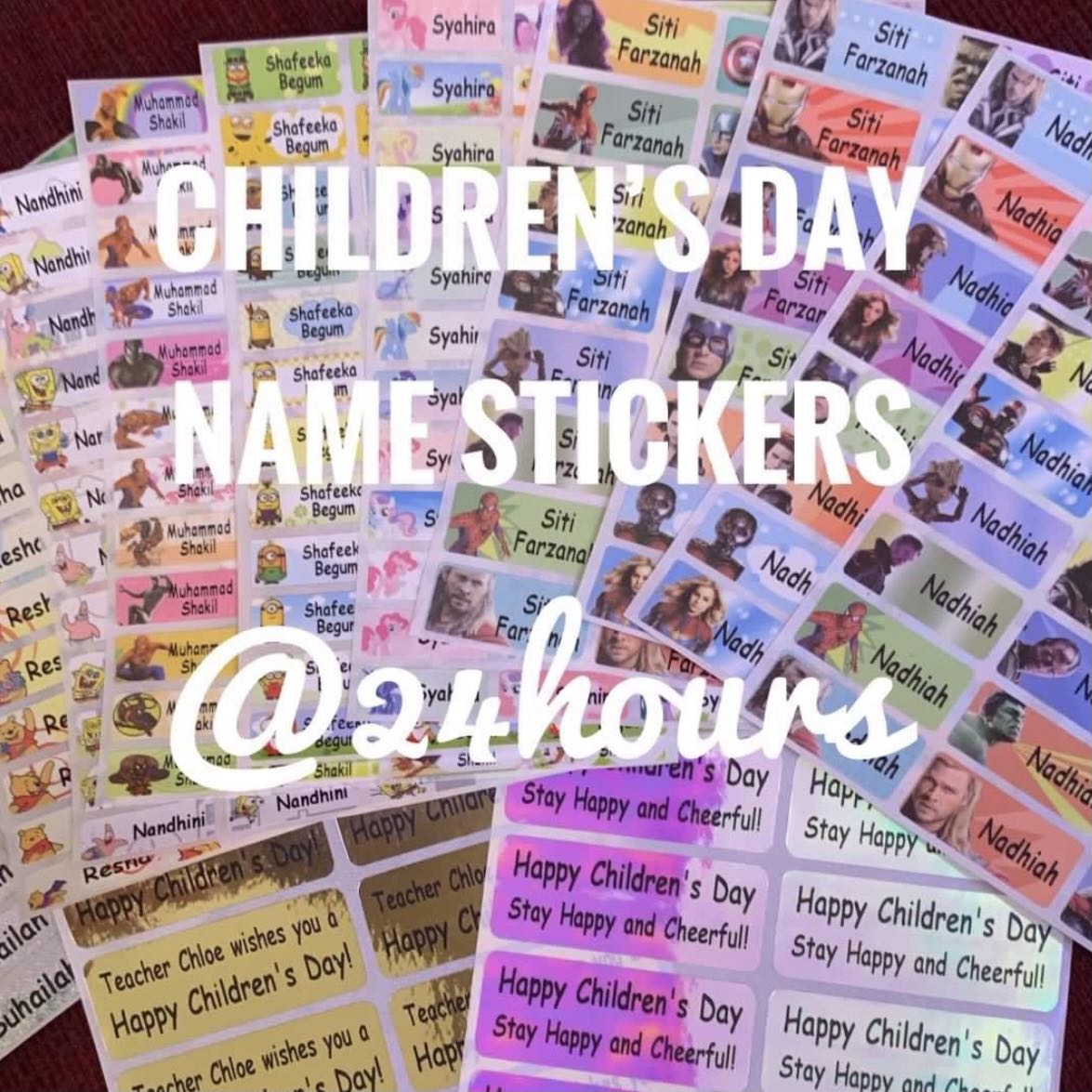 Children day name sticker gift set affordable express printing, Hobbies ...