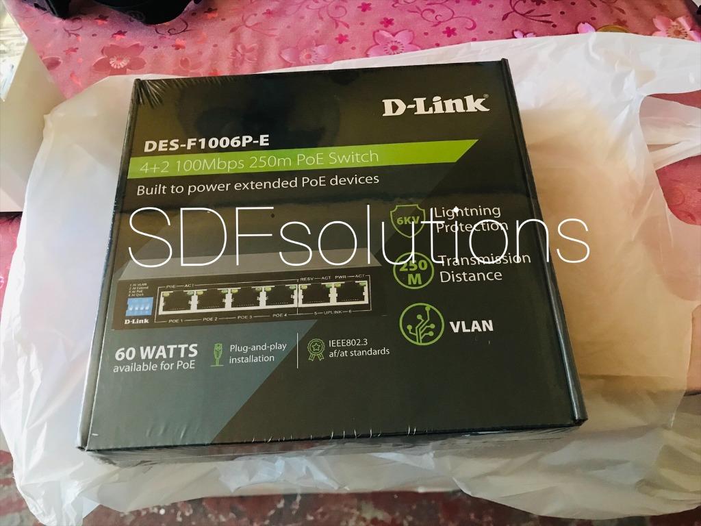 Dlink DES-F1006P-E 6-Port PoE Switch with 4 Long Reach 250m PoE Ports ...