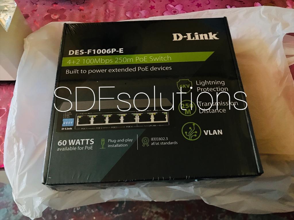 Dlink DES-F1006P-E 6-Port PoE Switch with 4 Long Reach 250m PoE Ports ...