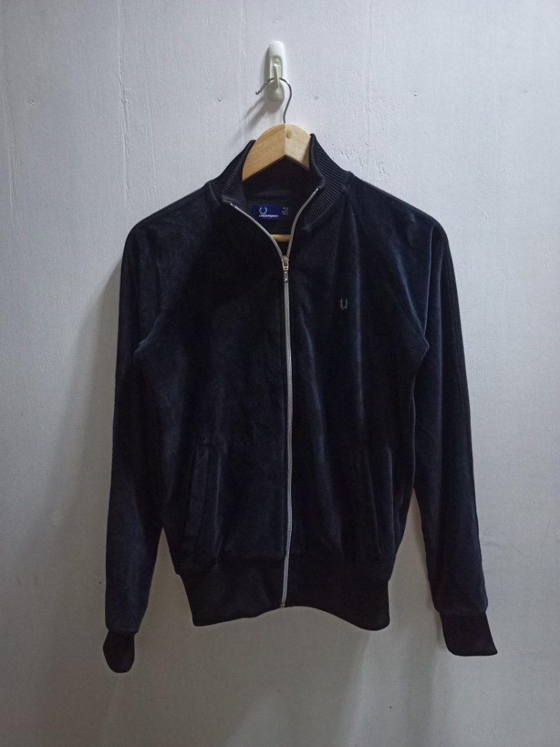 Fred Perry velvet checkered boards track jacket, Women's Fashion, Coats ...