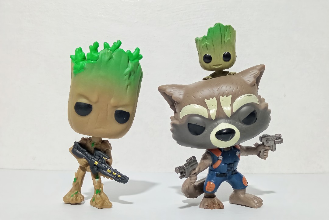 Funko Pop Set - Bootleg Rocket Raccoon with Baby Groot and Teenage ...