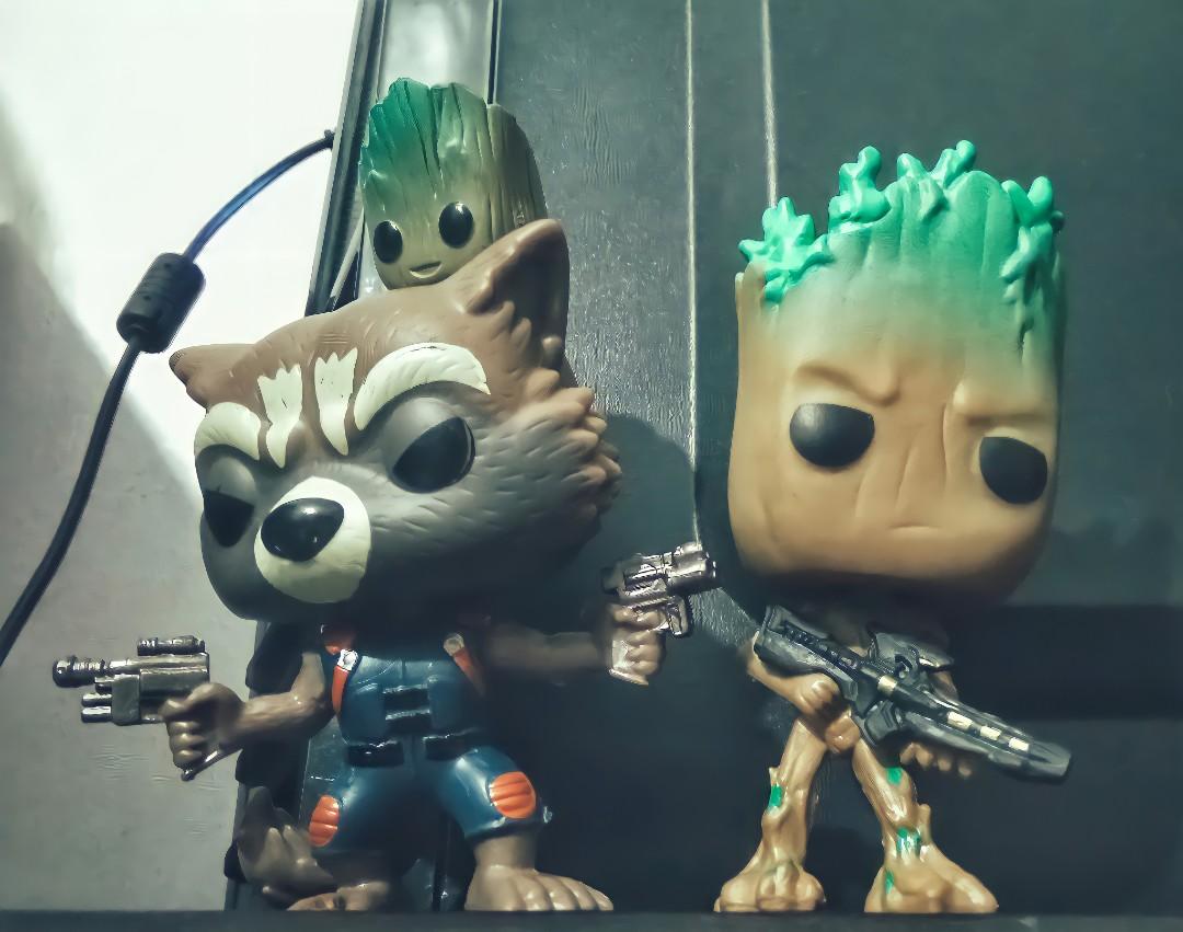 Funko Pop Set - Bootleg Rocket Raccoon with Baby Groot and Teenage ...
