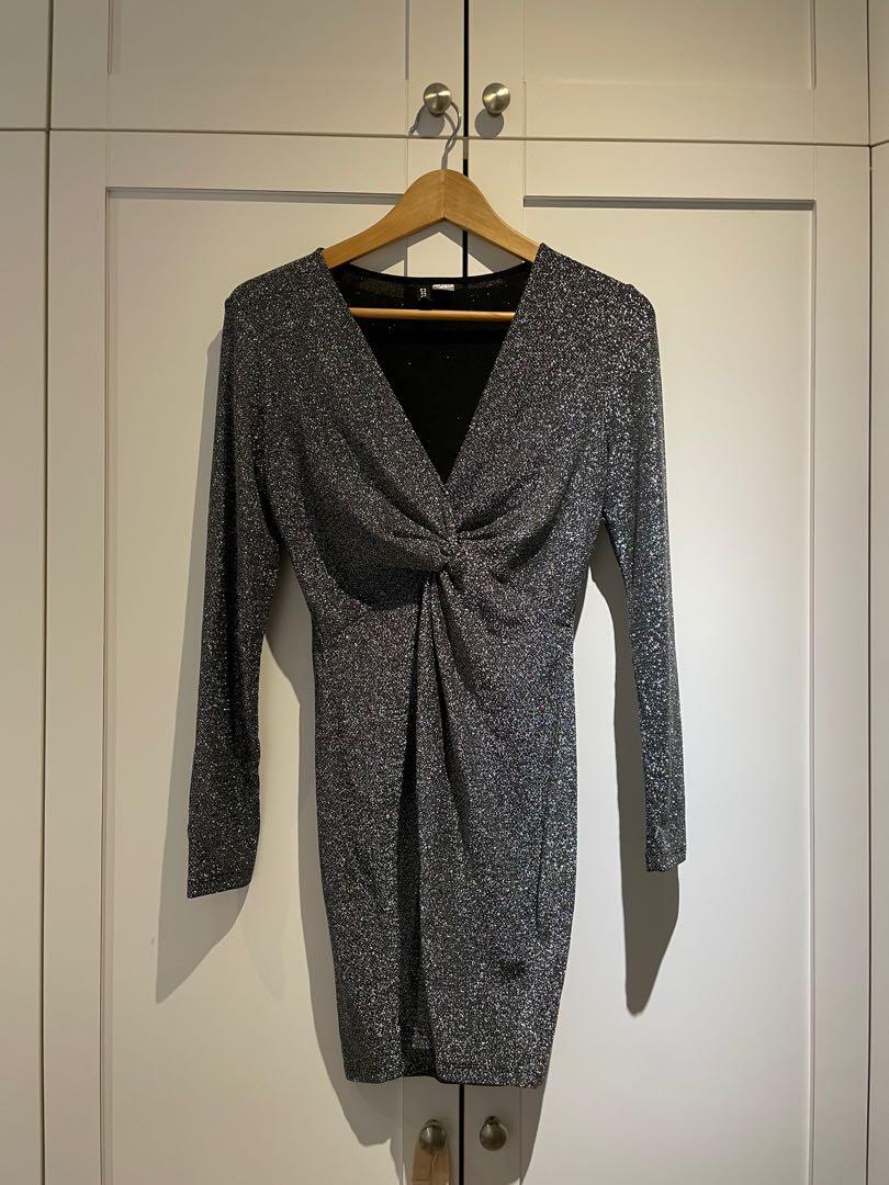 H&m silver glitter bodycon dress, Women's Fashion, Dresses & Sets ...