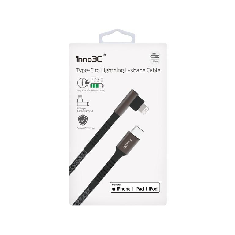 inno3C MFi 蘋果認證 Type-C to Lightning L型線 i-13L 藍/灰 MFi Certified Type-C ...