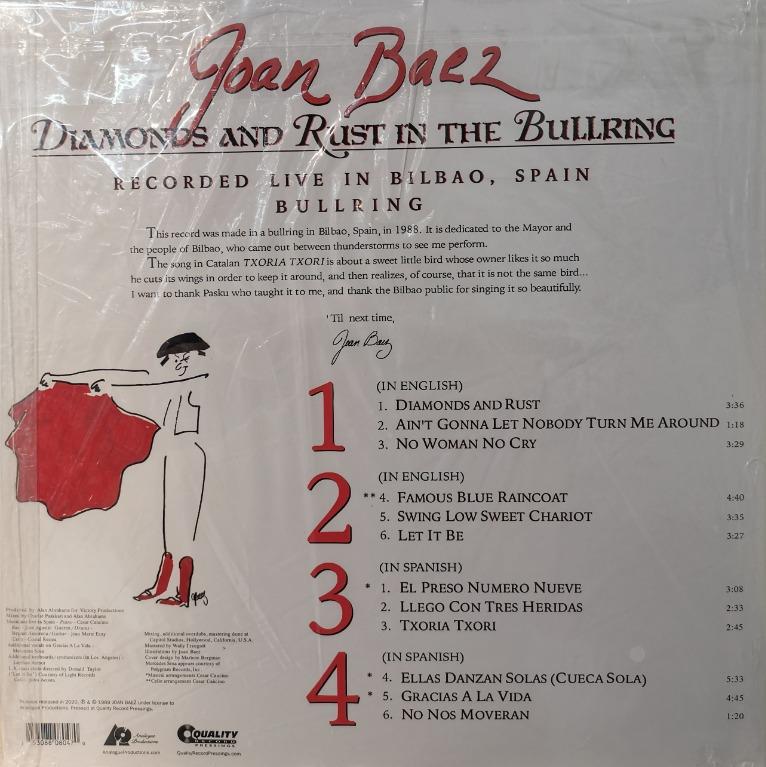 Joan Baez Diamonds And Rust In The Bullring 雙碟 2LP 黑膠唱片 全新 12" Vinyl LP ...