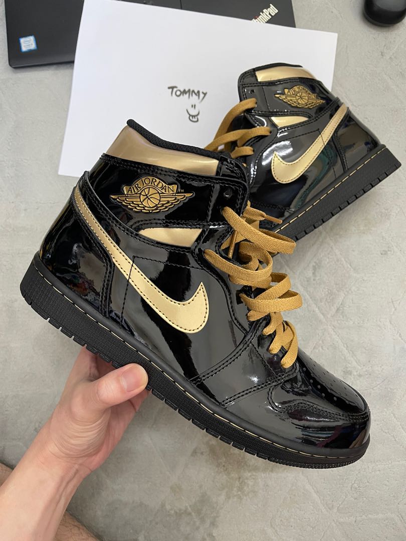 Jordan High Black Metallic Gold- UK9, Men's Fashion, Footwear, Sneakers ...