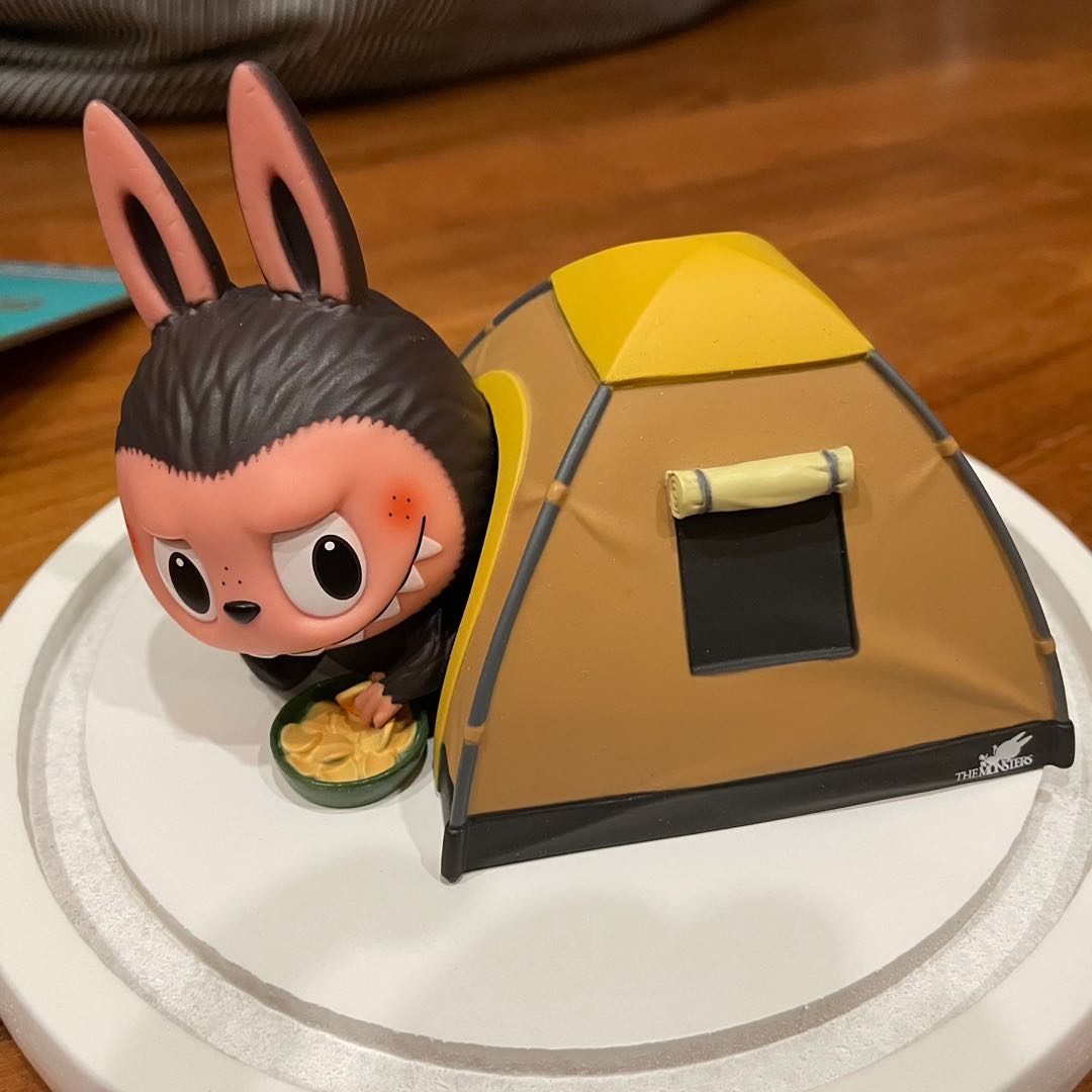Labubu camping from STS with free glass jar, Hobbies & Toys, Toys ...