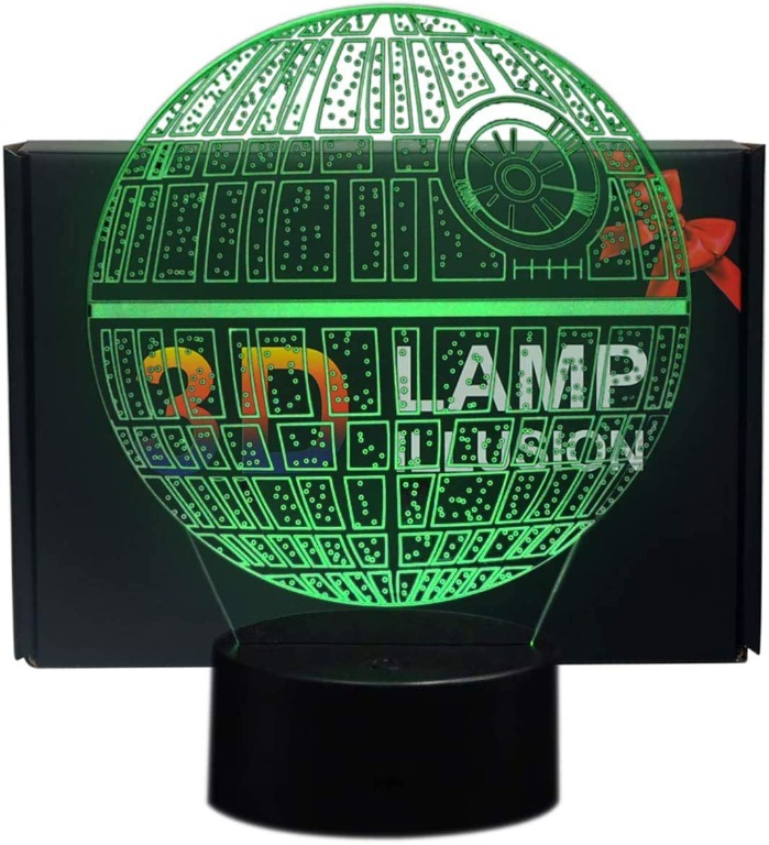 NHSUNRAY 3D Death Star Lamp 3D Illusion Night Light 7 Color Touch Lamp ...