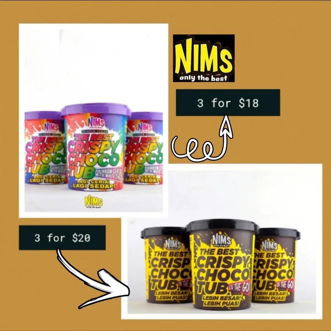 Nims Choco Tubs, Food & Drinks, Packaged & Instant Food on Carousell