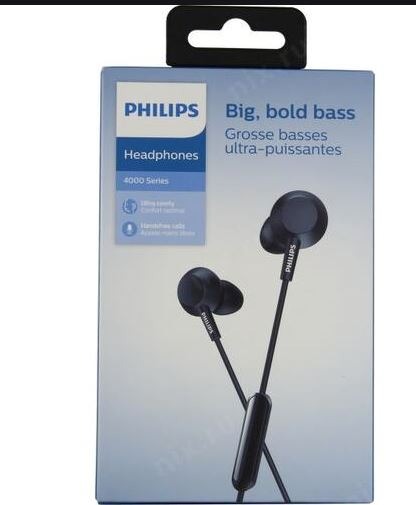 PHILIPS IN-EAR HEADPHONES WITH MIC BLACK TAE 4105 BK/00, Audio ...