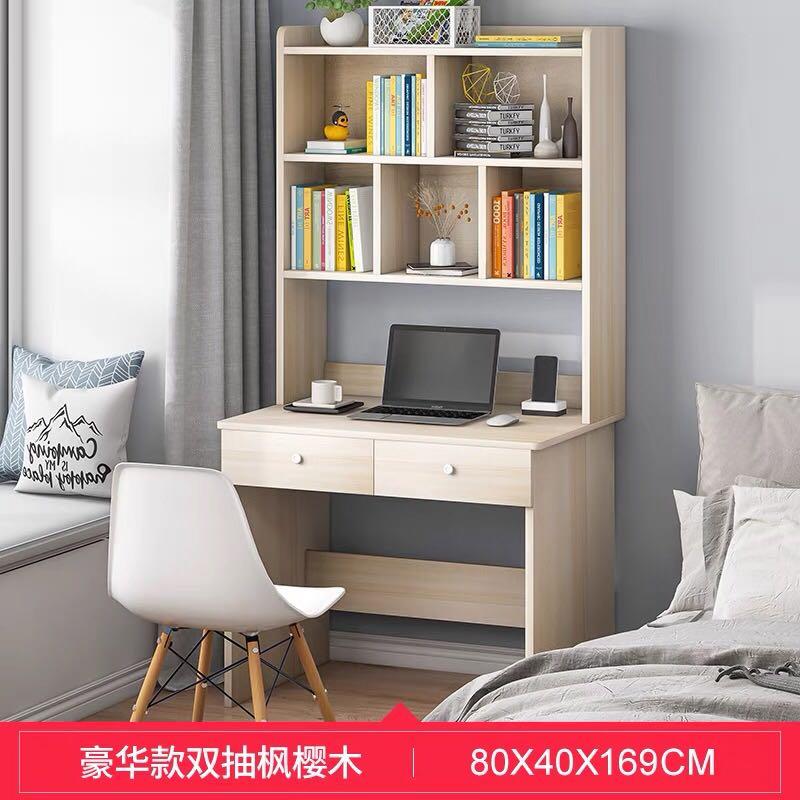 [READY STOCK] 80cm study table with high book shelf & drawers - 2 ...