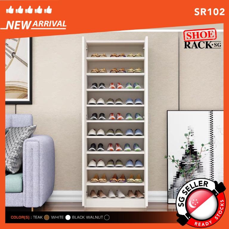 [FULLY ASSEMBLED] SR-102 White 1.8m (Height) Shoe Rack / Shoe Cabinet ...