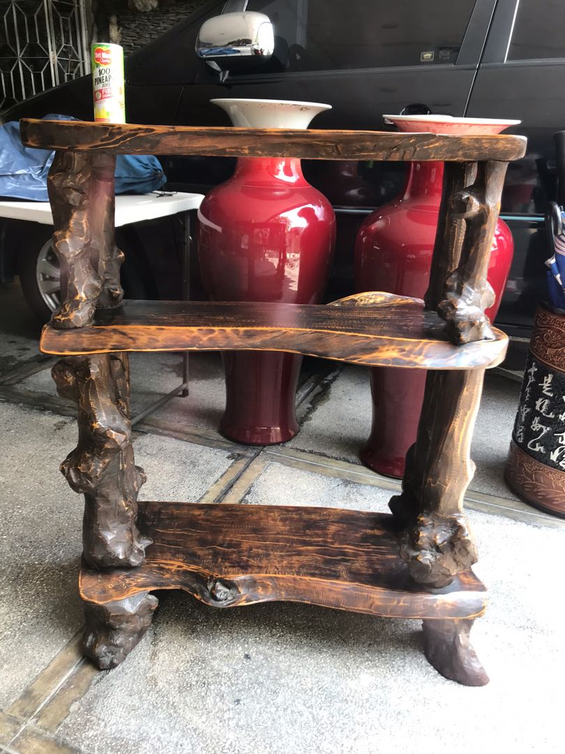 Unique Rare Designer Wooden Rack Shelf heavy solid wood, Furniture ...