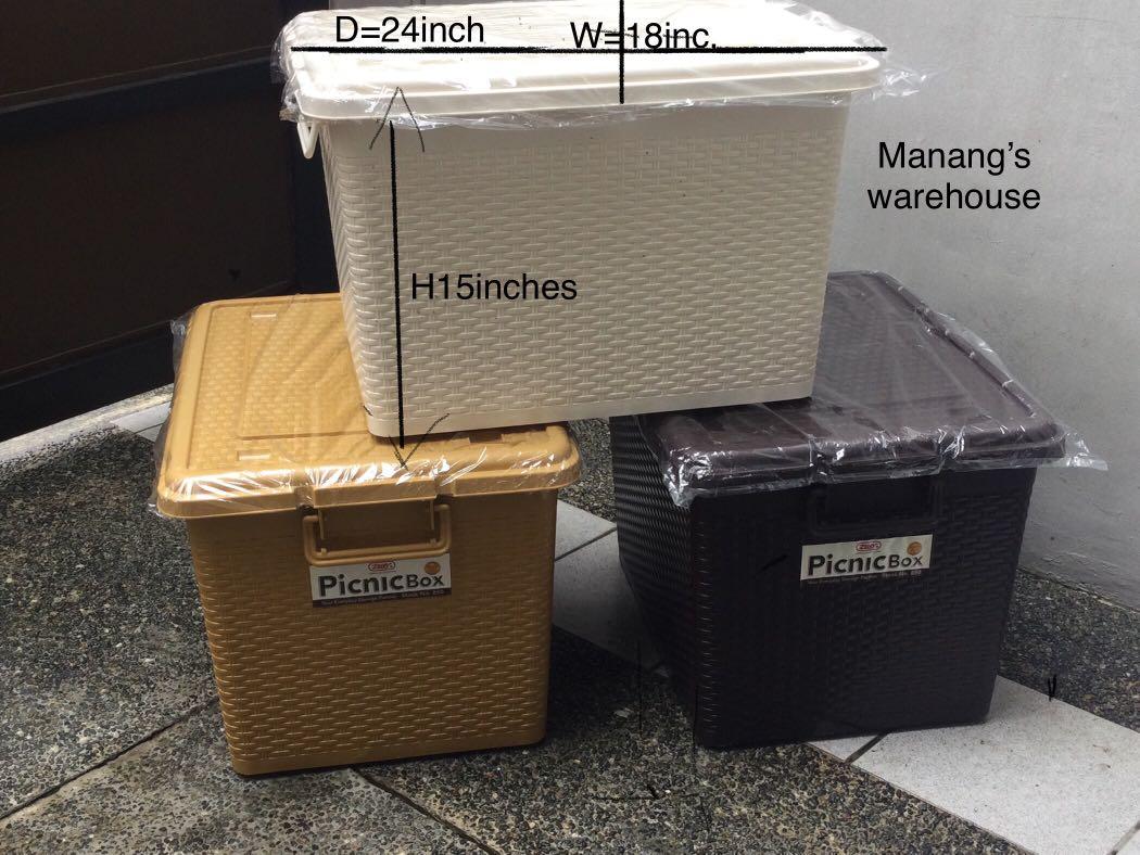 Zooey Rattan Picnic Box Storage Box,, Furniture & Home Living, Home Improvement & Organization ...