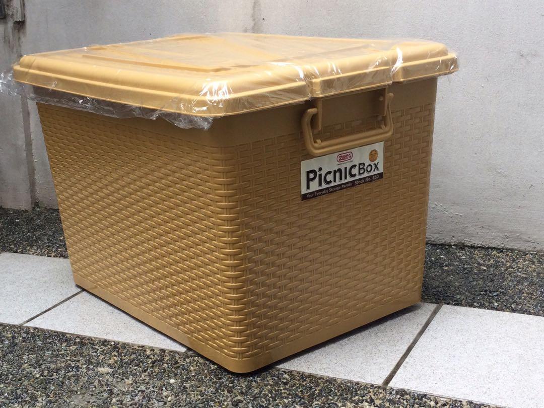 Zooey Rattan Picnic Box Storage Box,, Furniture & Home Living, Home Improvement & Organization ...