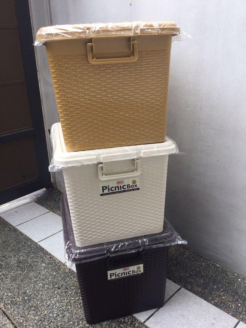 Zooey Rattan Picnic Box Storage Box,, Furniture & Home Living, Home Improvement & Organization ...