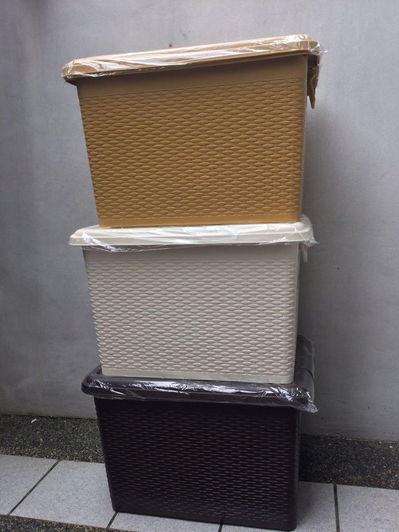 Zooey Rattan Picnic Box Storage Box,, Furniture & Home Living, Home Improvement & Organization ...