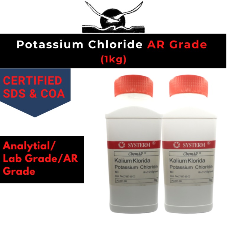 1kg Potassium Chloride KCl Powder AR / Lab Grade, Health & Nutrition ...