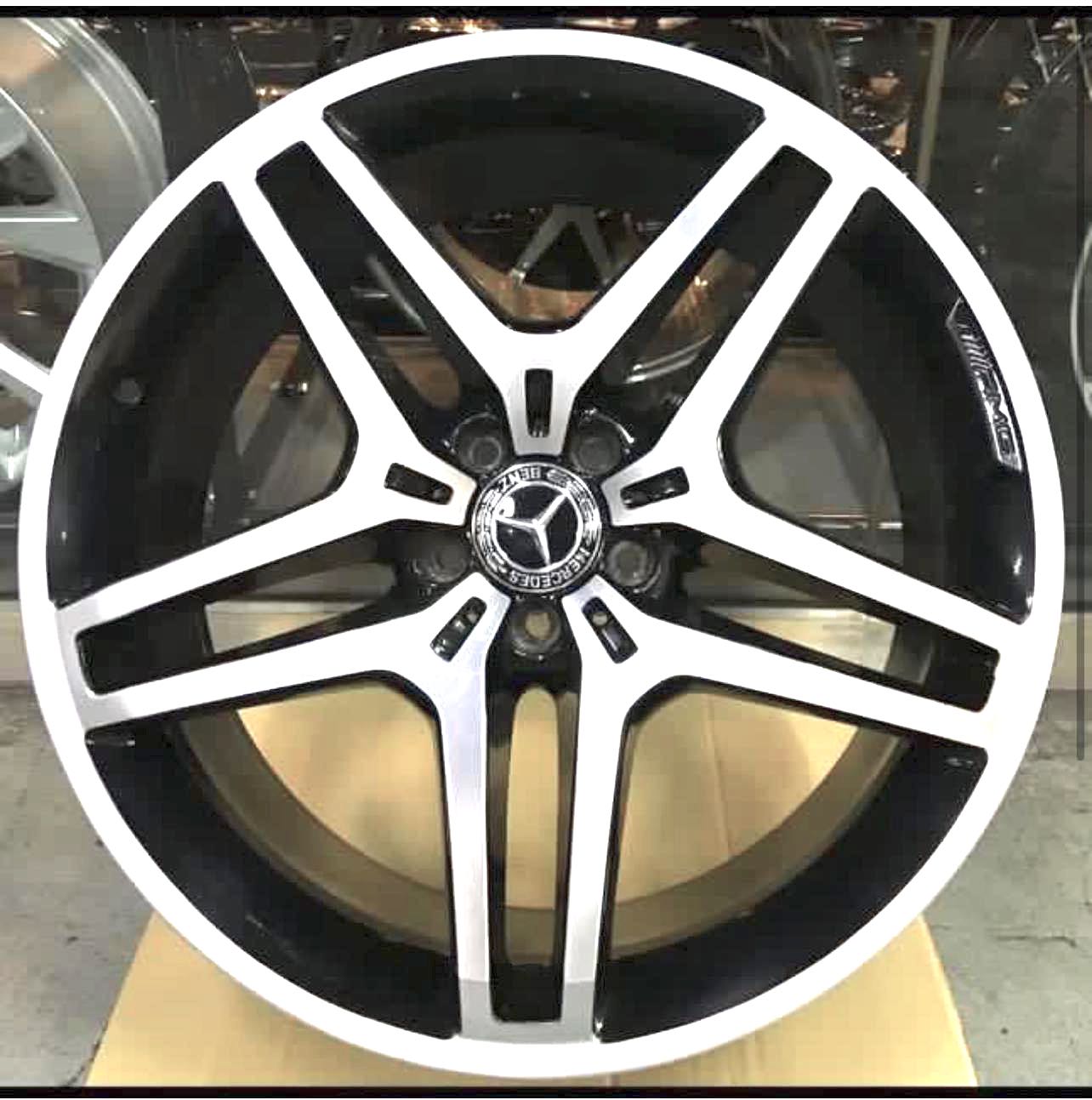 21” M/Benz GLE GLS AMG Alloy Wheel 5 Twin spoke Polished Black, Car ...