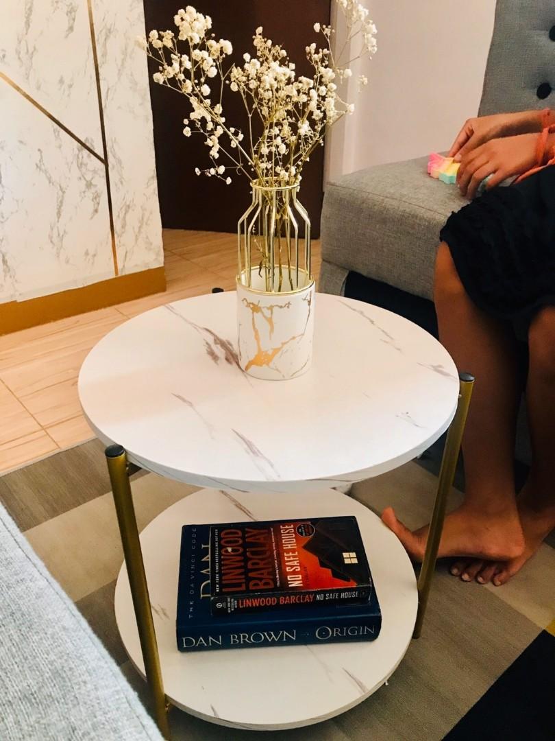 2 Layers Round Marble Center Coffee Table, Furniture & Home Living ...