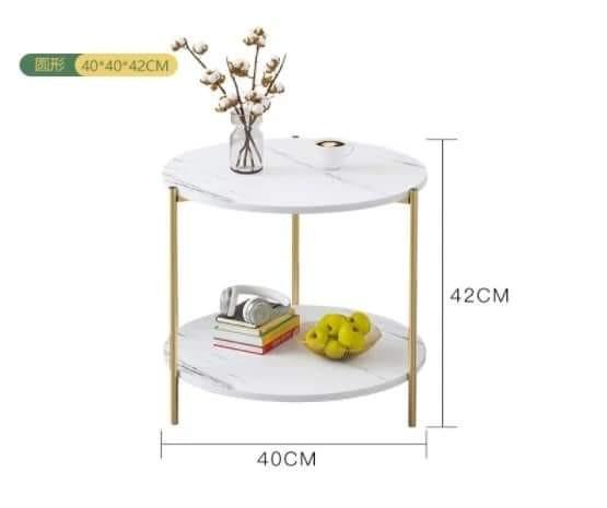 2 Layers Round Marble Center Coffee Table, Furniture & Home Living ...