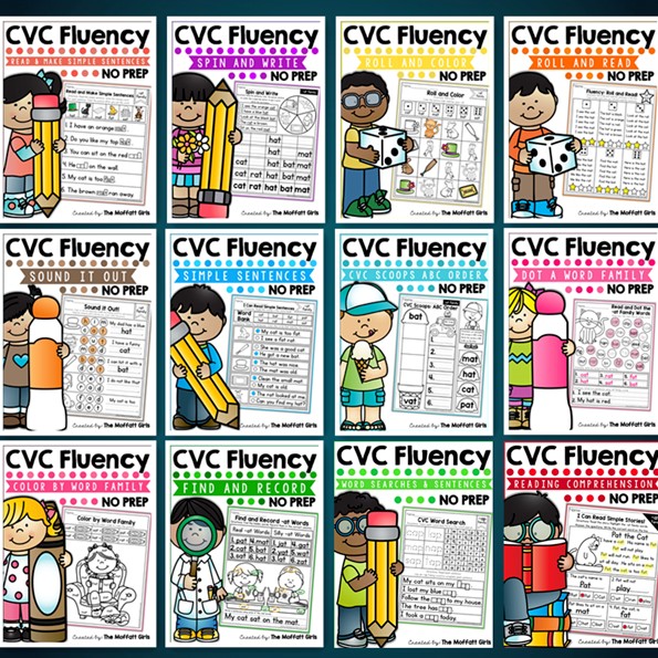 Read and make simple sentences CVC fluency phonics worksheet for ...