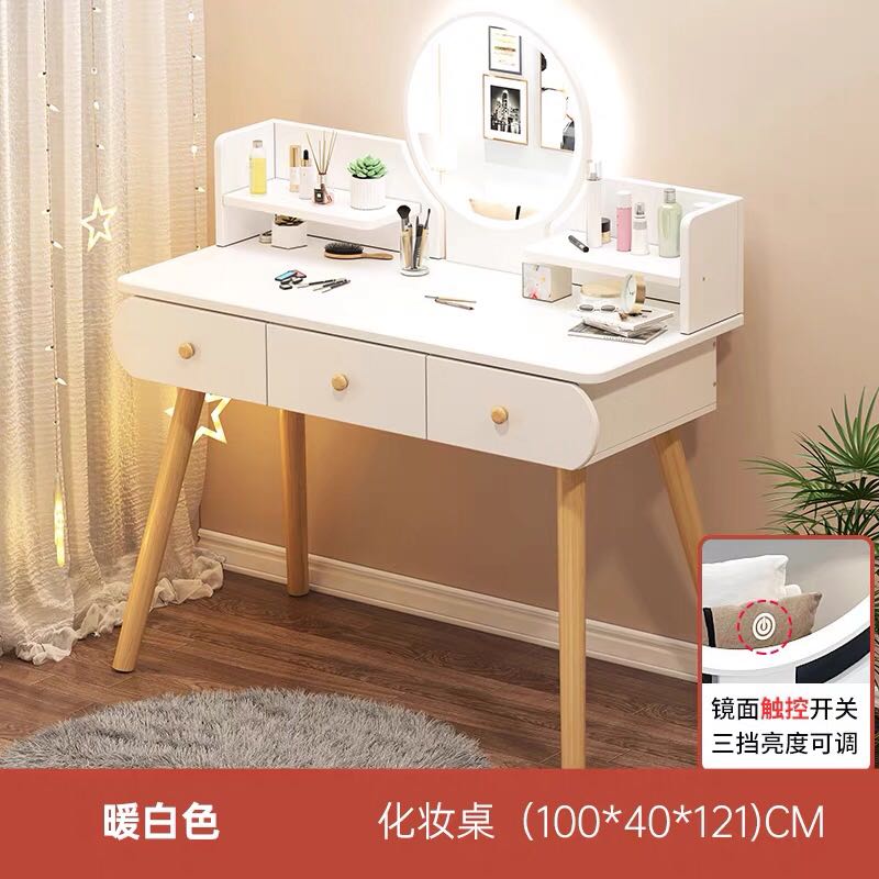 [READY STOCK] 100cm Dressing table with LED mirror & drawers, Furniture ...