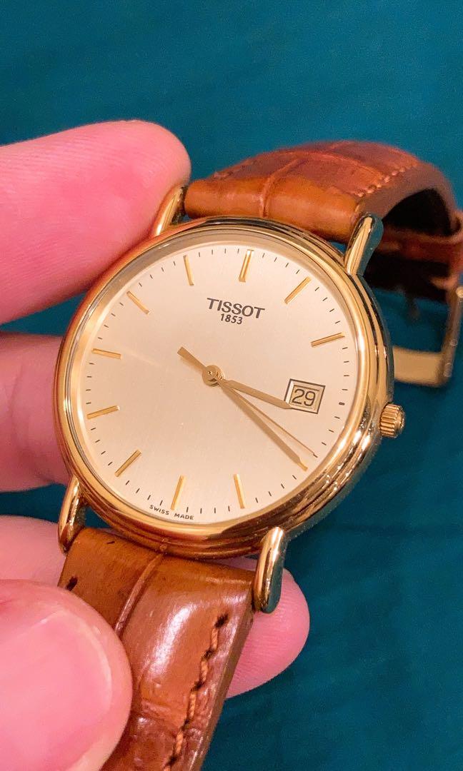 Tissot Carson 18K gold quartz watch 天梭Carson系列18K金石英錶, 名牌, 手錶 - Carousell