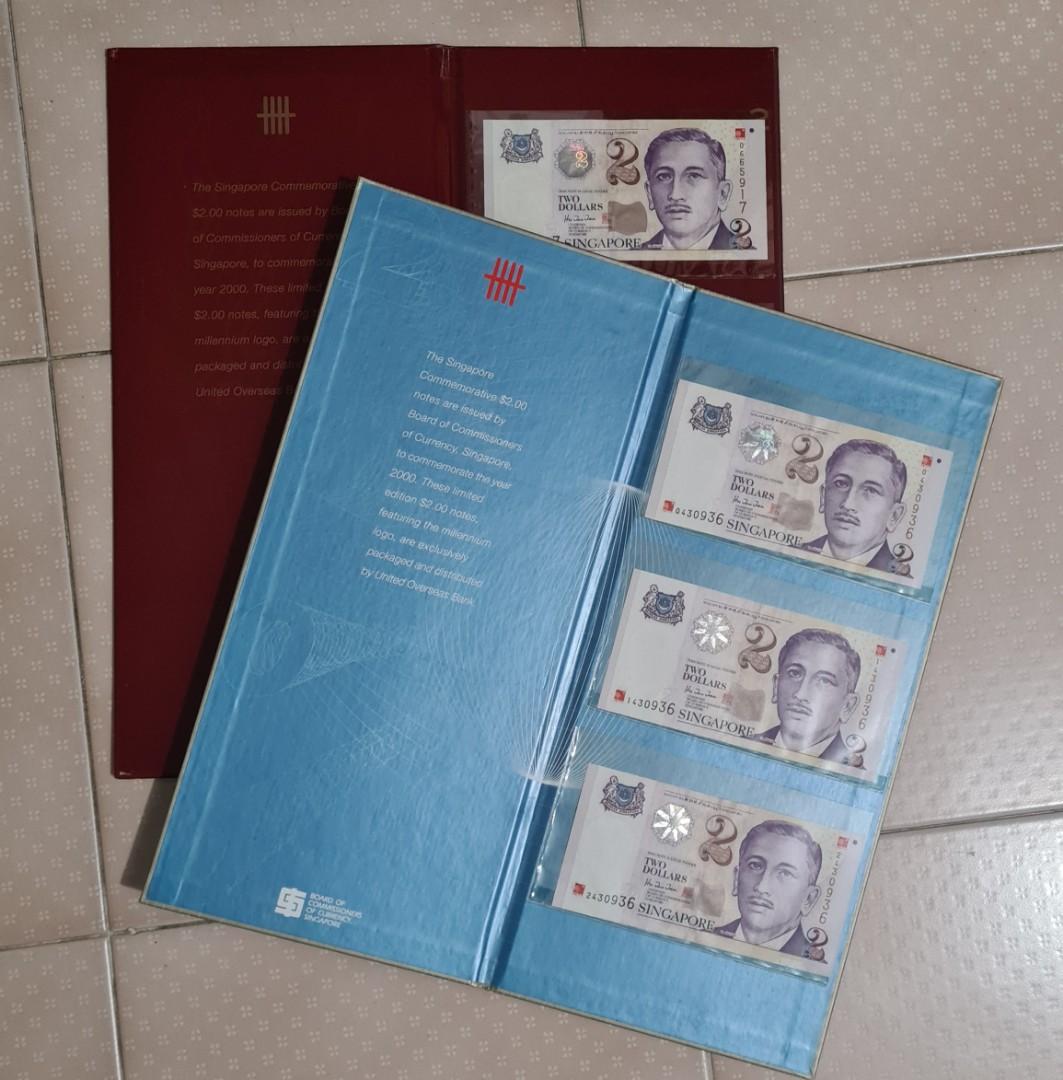 UOB $2 Millennium notes with folder, Hobbies & Toys, Memorabilia ...