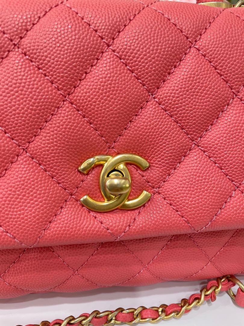 Chanel Old Mini / Small Coco Handle Coral Pink Caviar Ghw Series 27/ ...