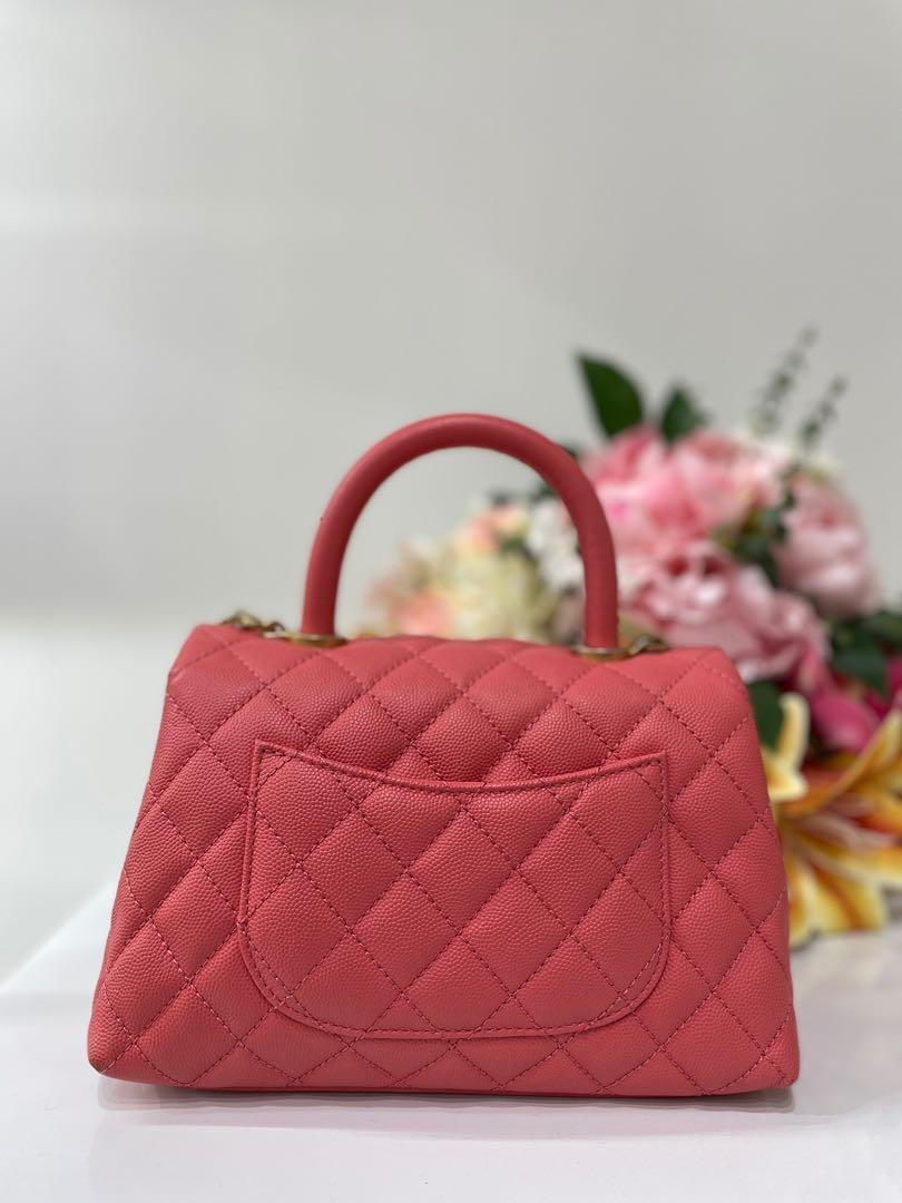 Chanel Old Mini / Small Coco Handle Coral Pink Caviar Ghw Series 27/ ...