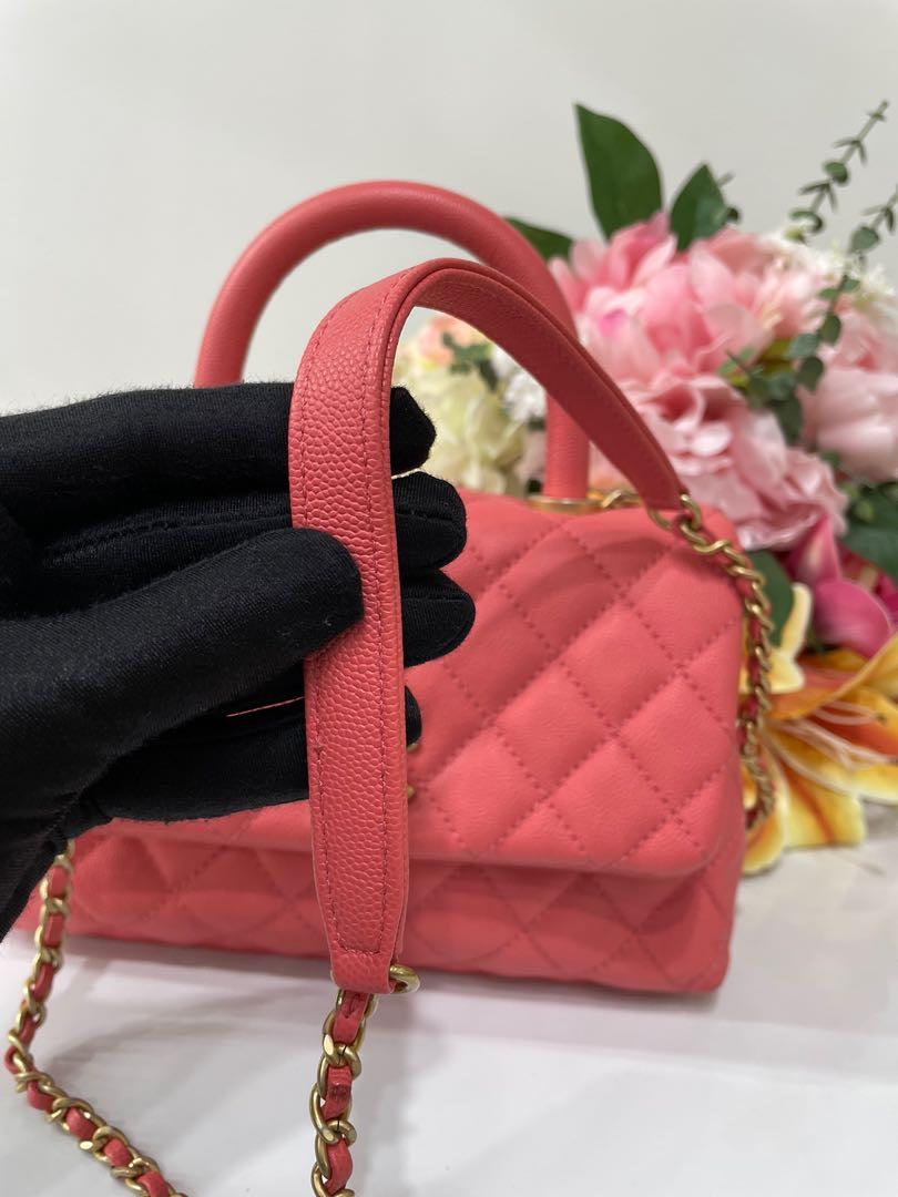 Chanel Old Mini / Small Coco Handle Coral Pink Caviar Ghw Series 27/ ...