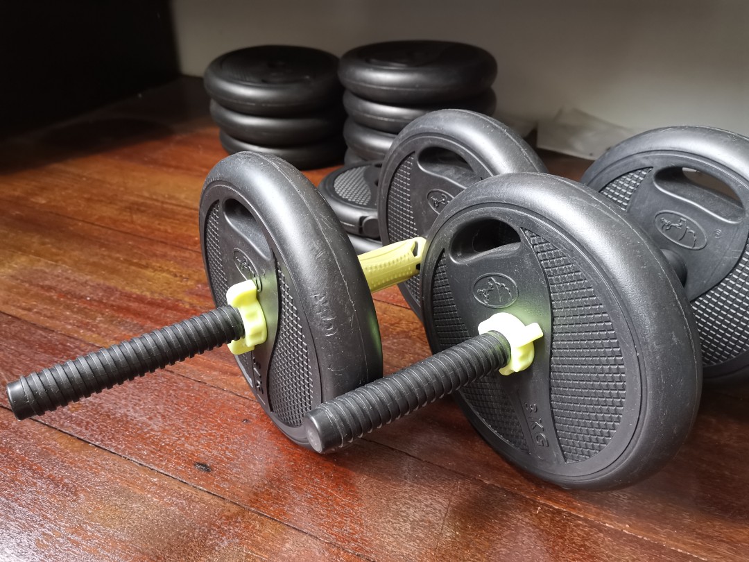 Dumbbell (40kg set) + Barbell Connector, Sports Equipment, Exercise ...
