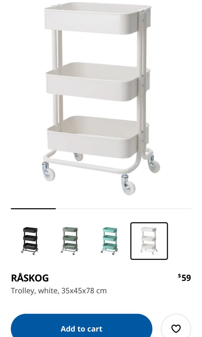 Ikea white trolley, Furniture & Home Living, Furniture, Shelves ...