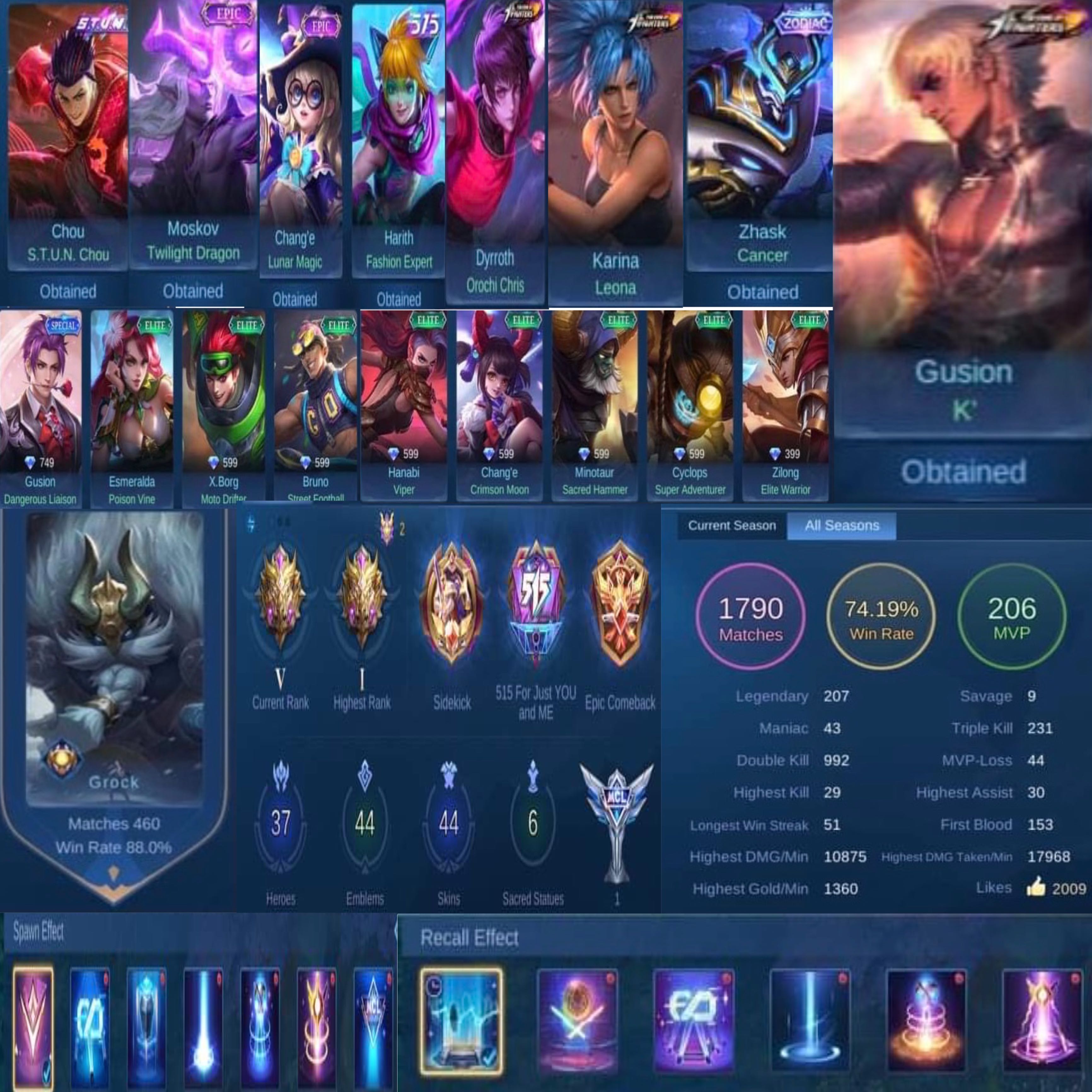 KOF Gusion Mobile Legends Account (Many Limited EpicTwilight Dragon ...