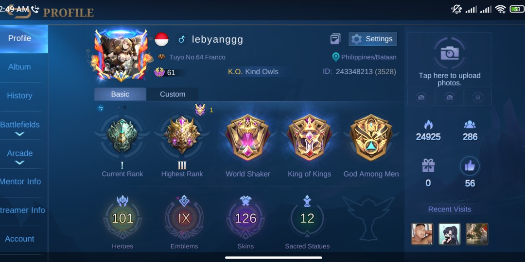 Mobile Legends ML Account, Video Gaming, Video Games, Others on Carousell