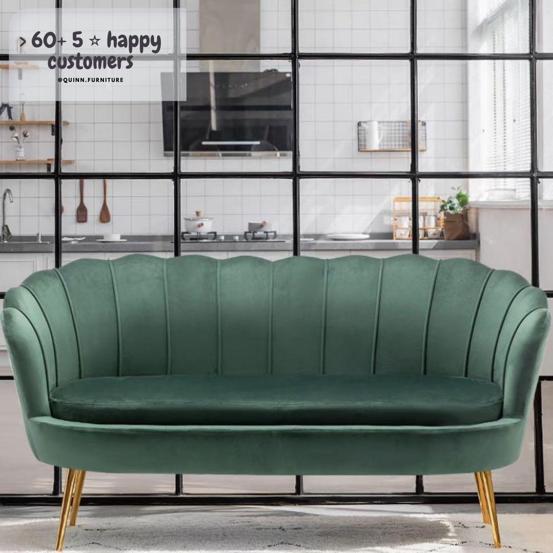 Nordic Luxury Velvet sofa Scallop Lounge armchair 2 seater 3 seater ...