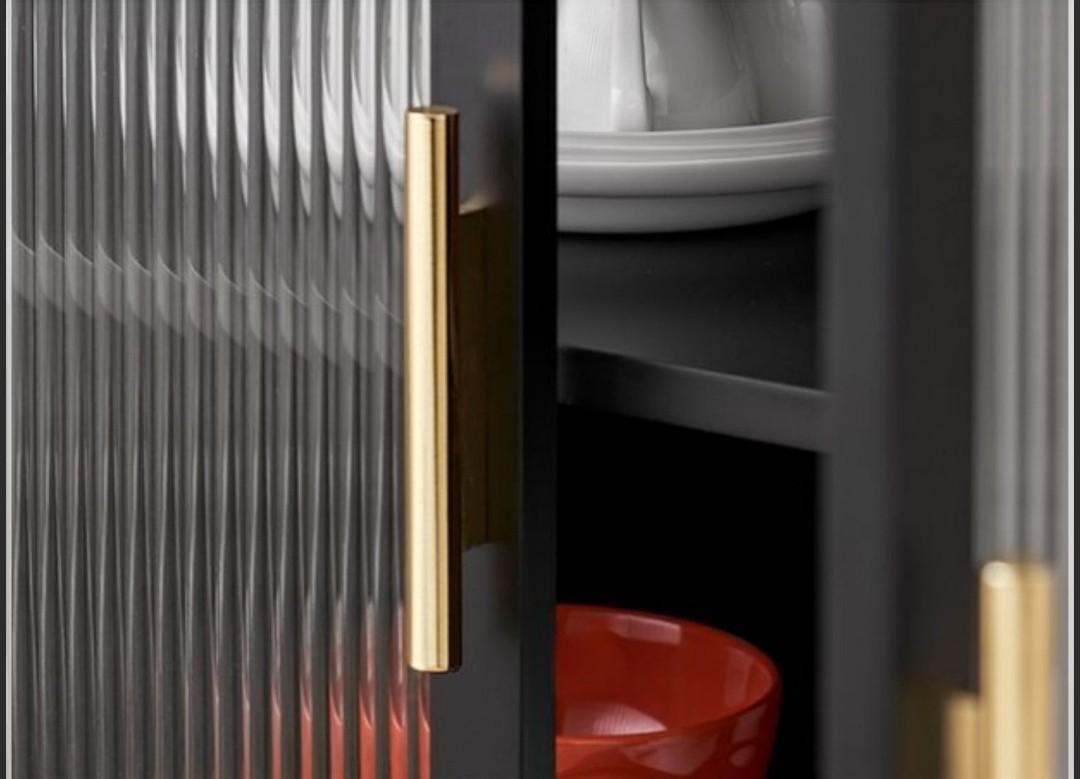 Reeded Glass Kitchen Cabinet, Furniture & Home Living, Furniture ...