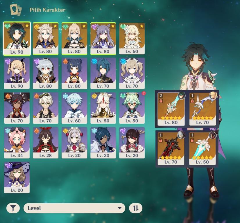 Xiao + Skyward Spine R2, Albedo, Jean, Keqing, Amos Bow, Wolf ...