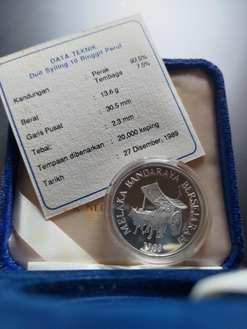 1989 RM 10 Ringgit MELAKA Bandaraya Bersejarah Commemorative Proof Coin ...