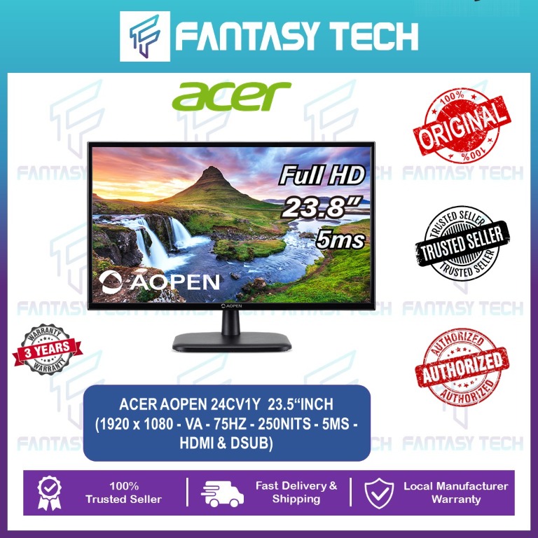 ACER AOPEN 24CV1Y 23.8“INCH ( 1920 x 1080 - IPS - 75HZ - 250NITS - 1MS ...