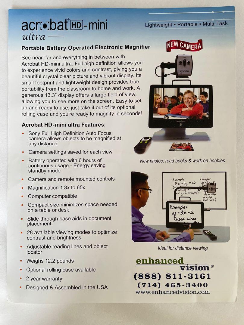 Acrobat HD Enhanced Vision Magnifier, Computers & Tech, Parts ...