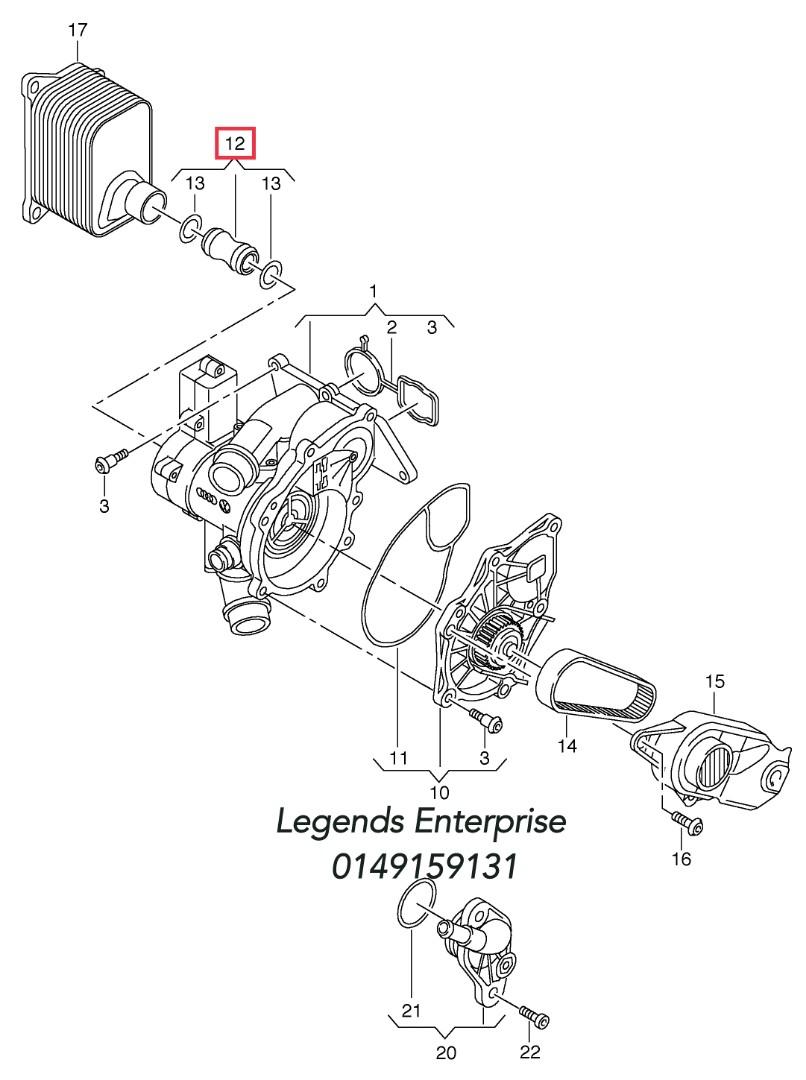 Audi Volkswagen Genuine Water Pump Union Coolant Flange Coolant Tube ...