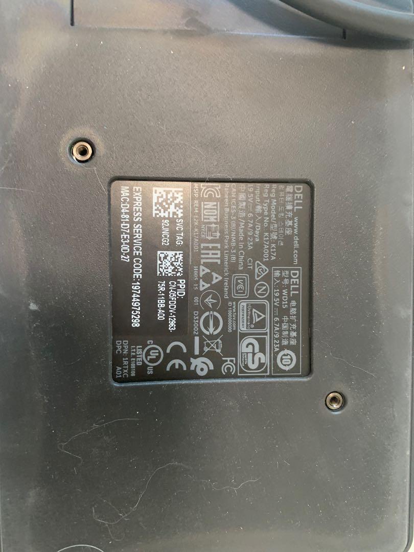 Dell K17A001 - WD15 Docking Station K17 K17A Thunderbolt USB-C 4K Dock ...