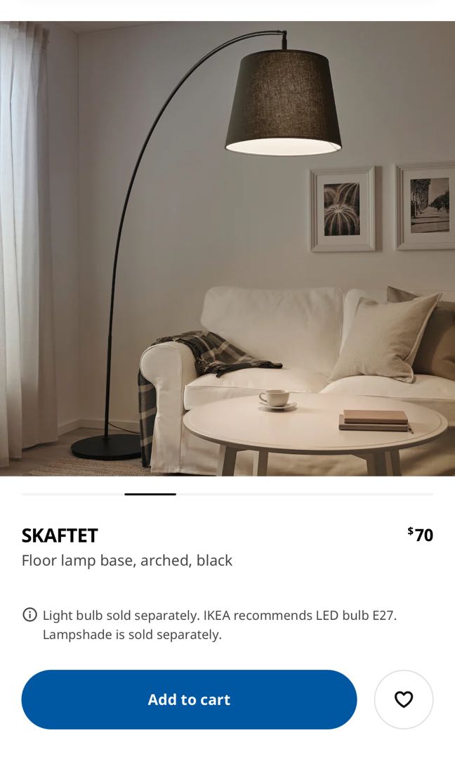 Ikea Skaftet base with grey lamp shade, Furniture & Home Living ...